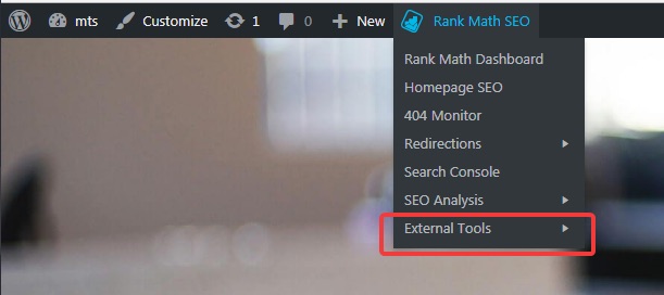Using Rank Math's 'Quick Actions' Admin Menu Item