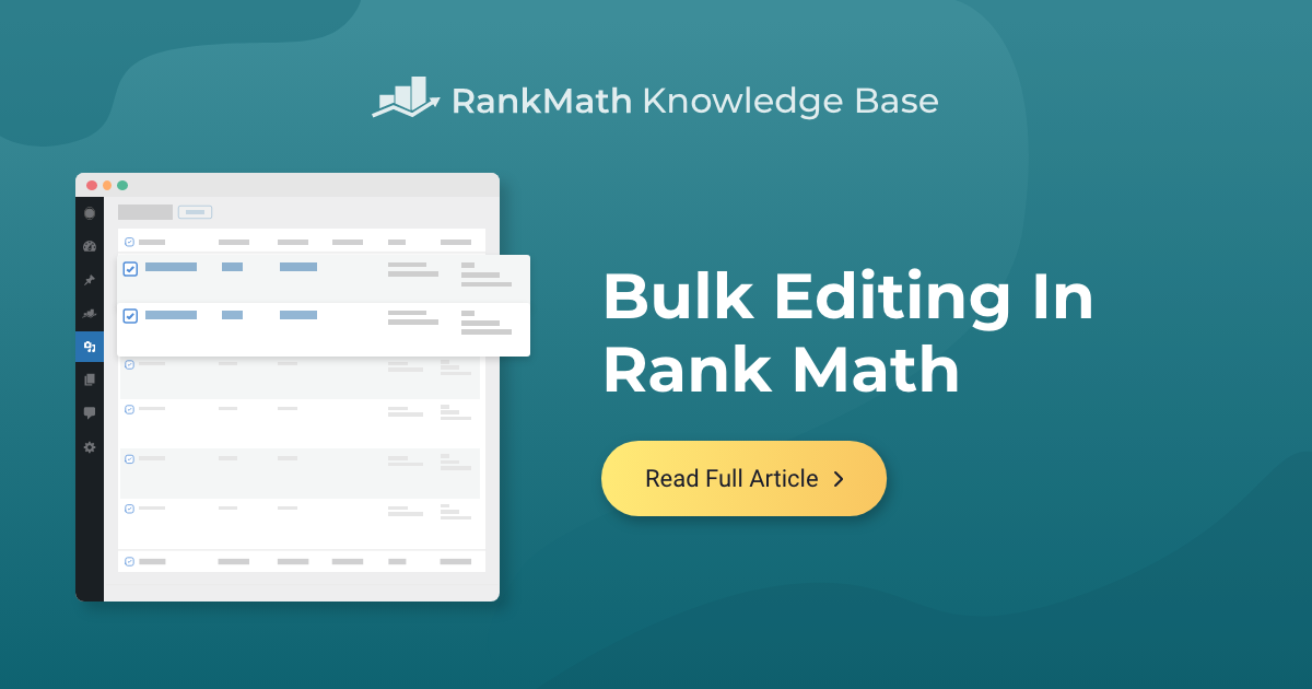 Bulk Editing Options in the Rank Math SEO Plugin