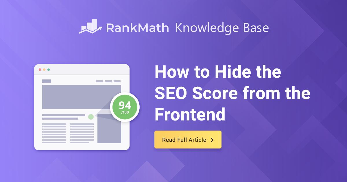 How to Hide SEO Score From the Frontend » Rank Math
