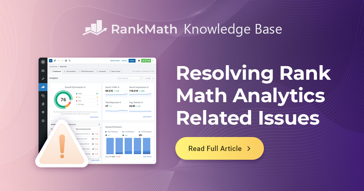 Resolving Rank Math Analytics Related Issues » Rank Math