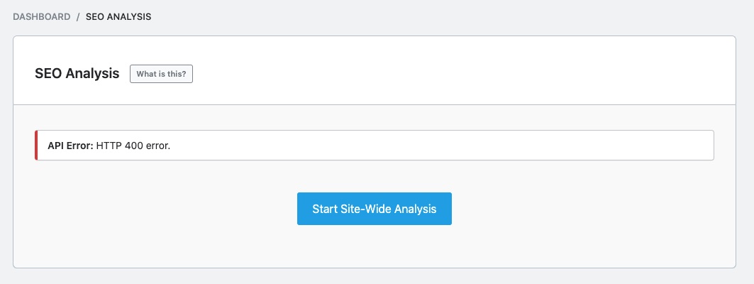 Why Am I Getting API Error HTTP 400 Error Rank Math