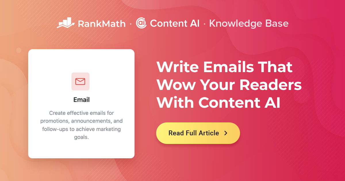 Using AI Email Writer in Content AI » Rank Math