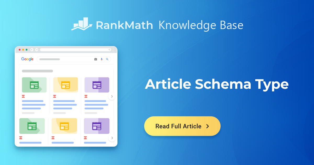 Article Schema Type » Rank Math