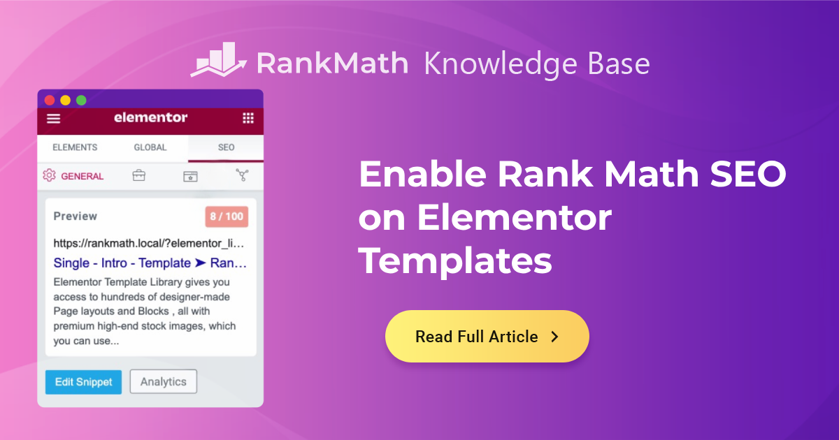 Enable Rank Math SEO on Elementor Templates » Rank Math
