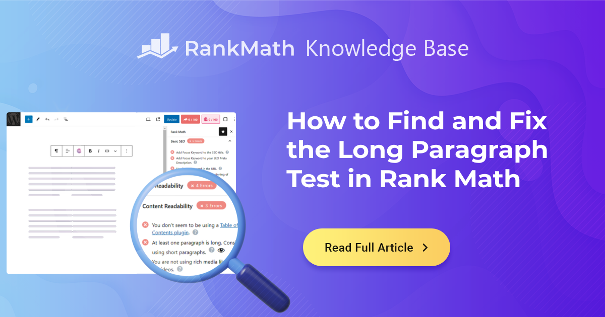 How to Find and Fix the Long Paragraph Test in Rank Math » Rank Math