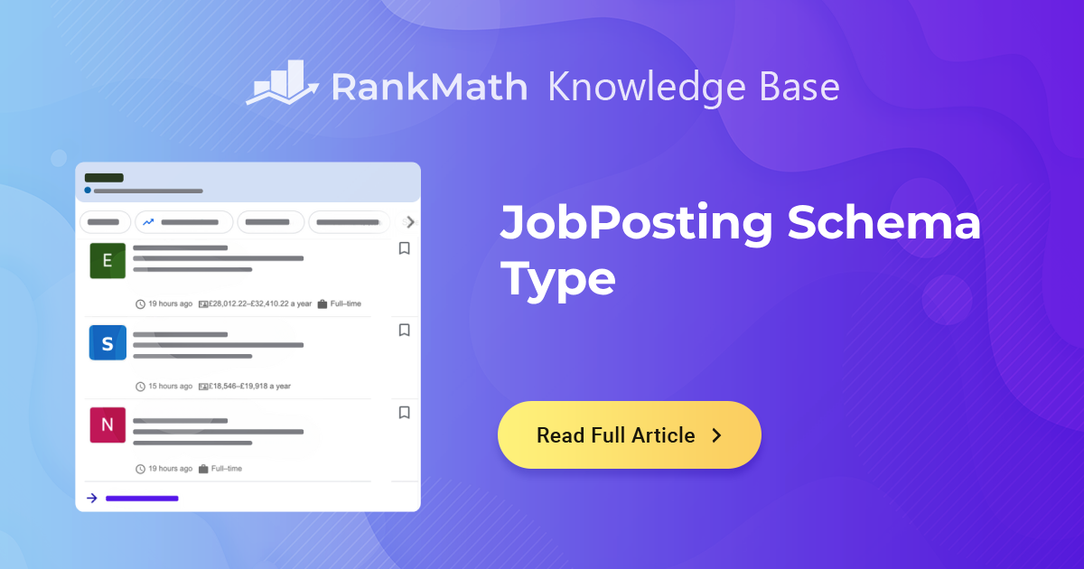 JobPosting Schema Type » Rank Math