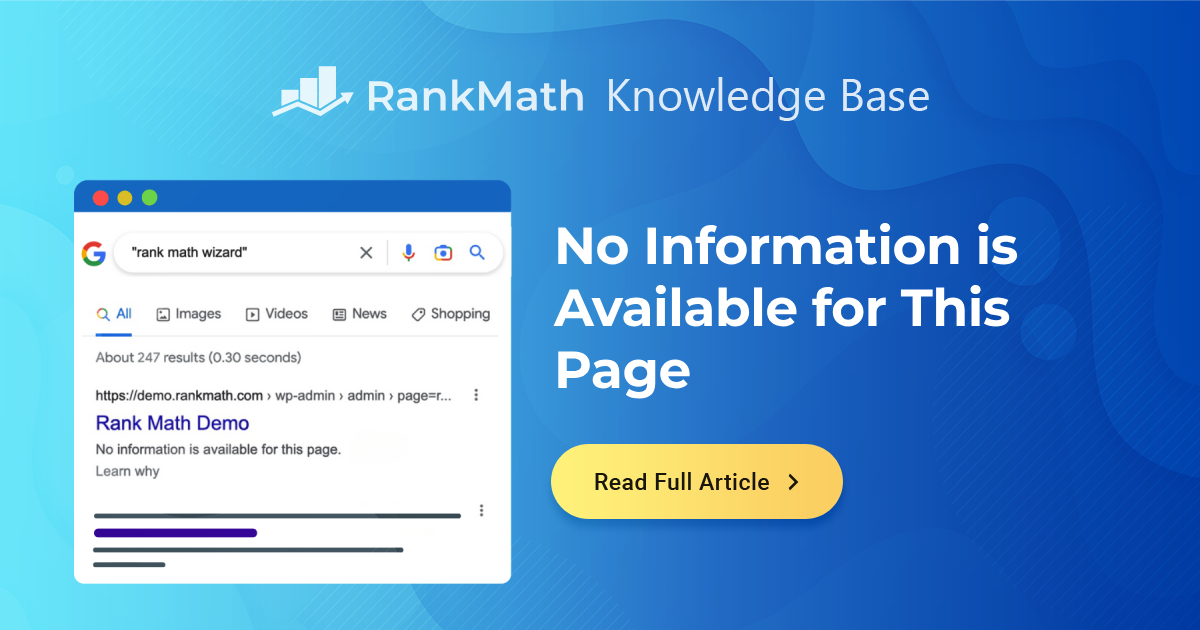 No Information is Available for This Page » Rank Math