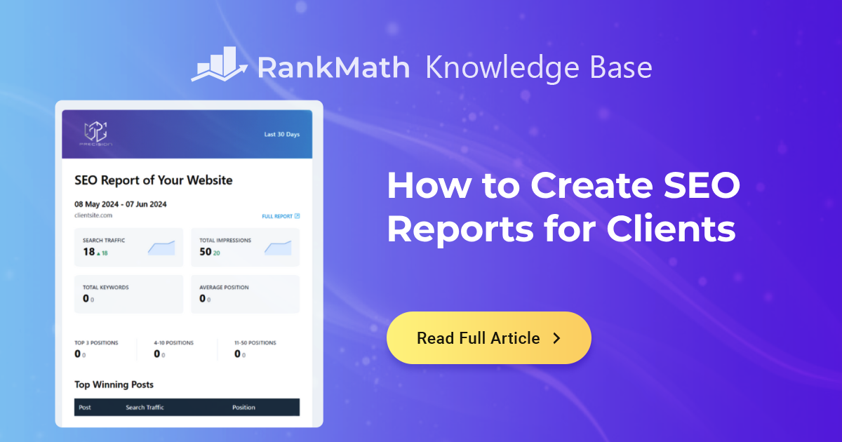 How to Create SEO Reports for Clients » Rank Math
