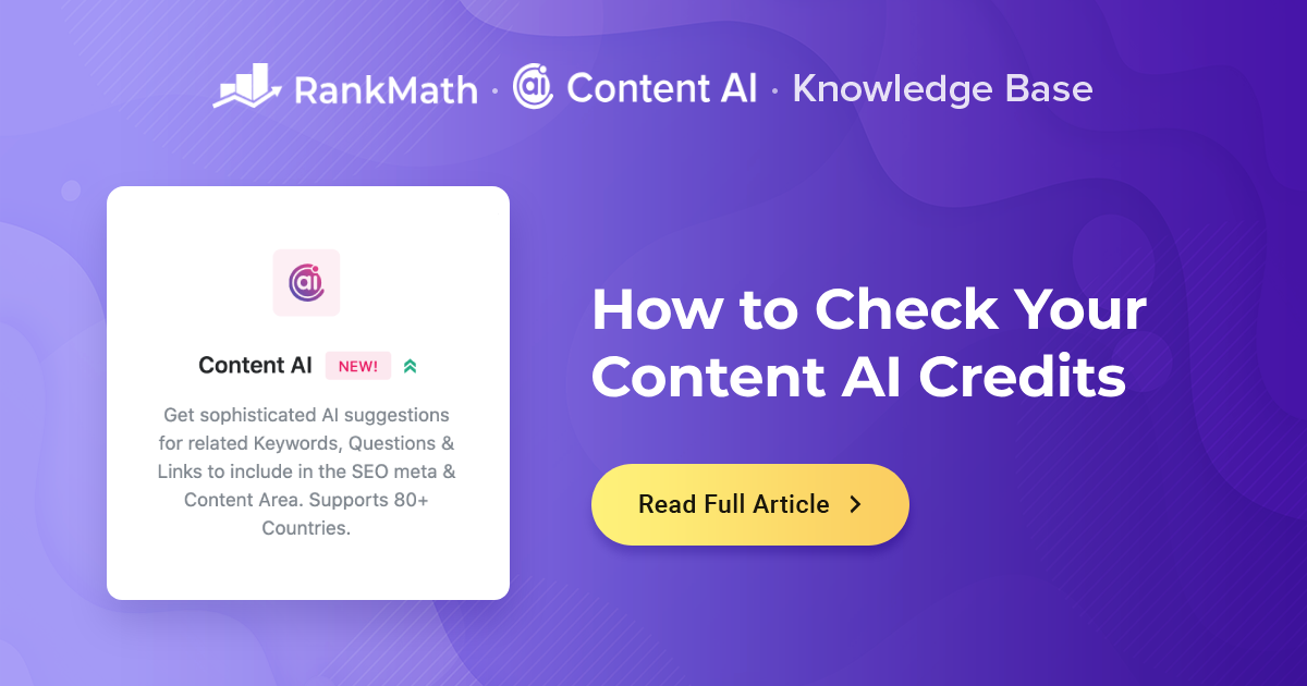 How to Check Your Content AI Credits » Rank Math