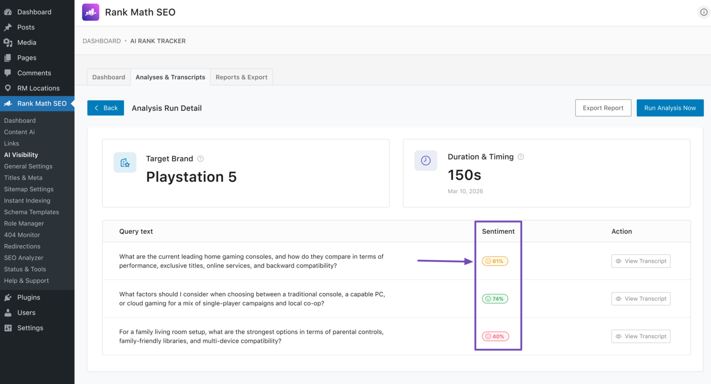 How to Track Brand Sentiment in AI Search » Rank Math